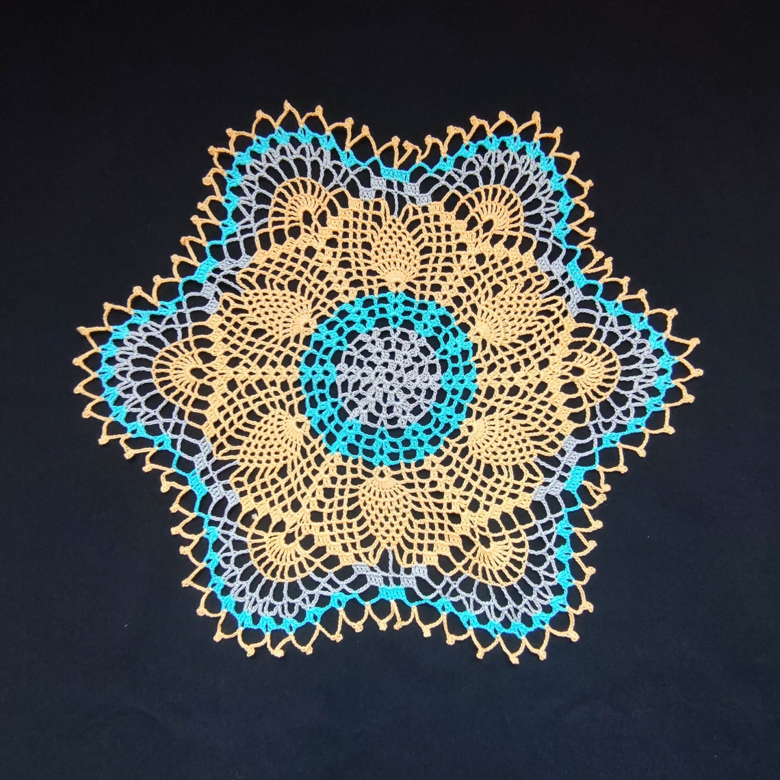 New Yellow Crochet Doily-gray Doily-blue Doily-crochet - Etsy