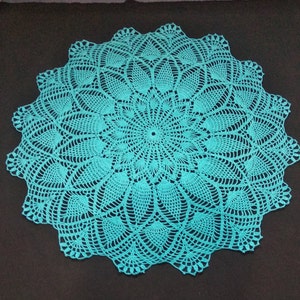 Blue Crochet Doily 24 Inches-crochet Tablecloth-crochet Doilies-doily ...