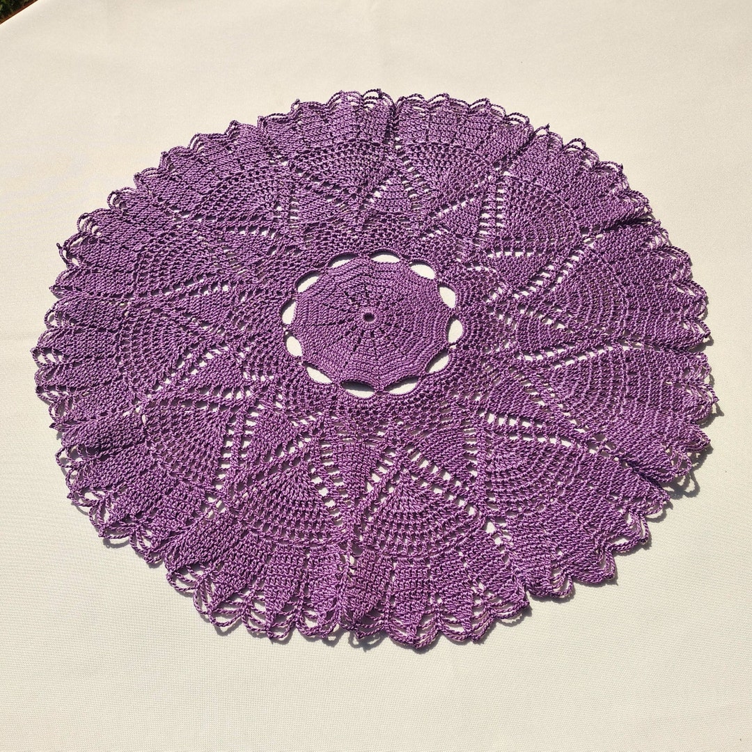 Purple Large Crochet Doily 16,5-round Tablecloth-crochet Doilies-home ...