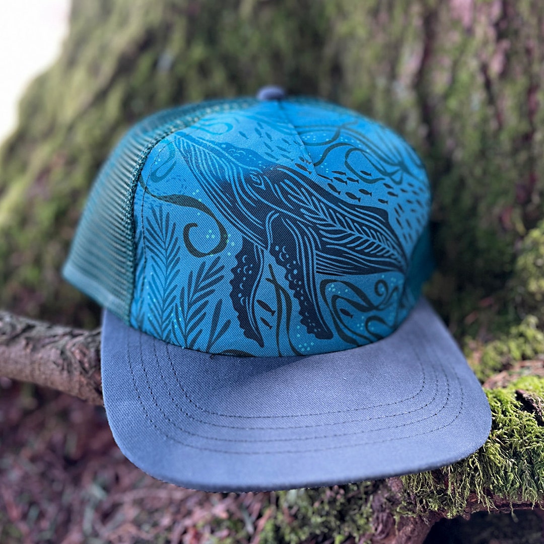 Womens Humpback Whale Trucker Hat Hand Drawn Art Ladies Baseball Cap ...