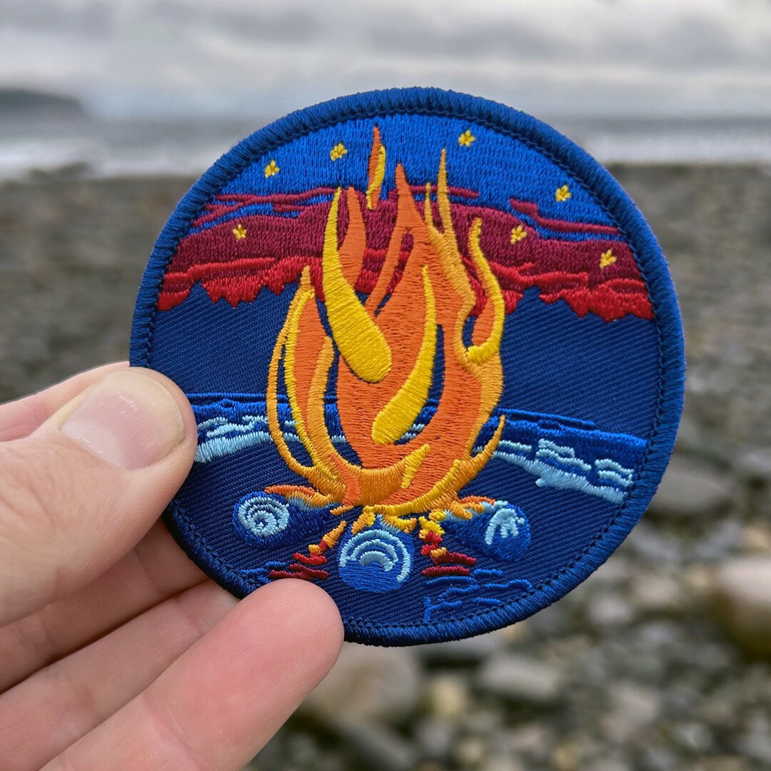 Camping Patch, Fire Patch, Campfire, Outdoors, Embroidered Patch Camping, Hiking Patch - Etsy
