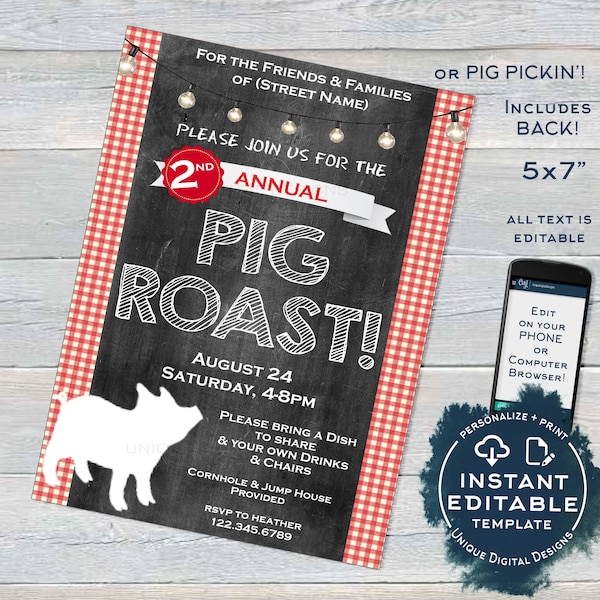 Pig Roast Invitation - Etsy