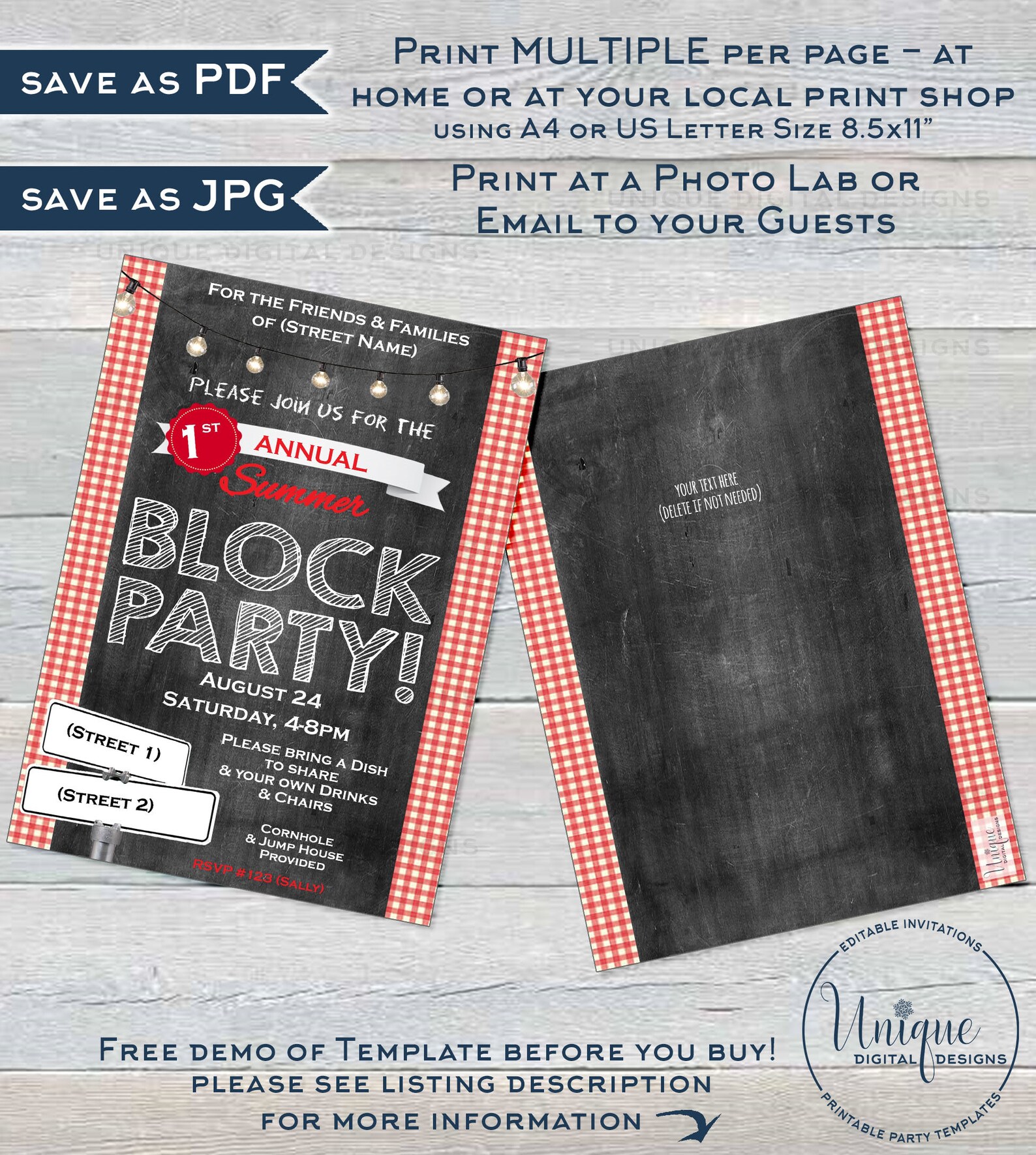 Editable Block Party Invitation Summer Street Party | Etsy