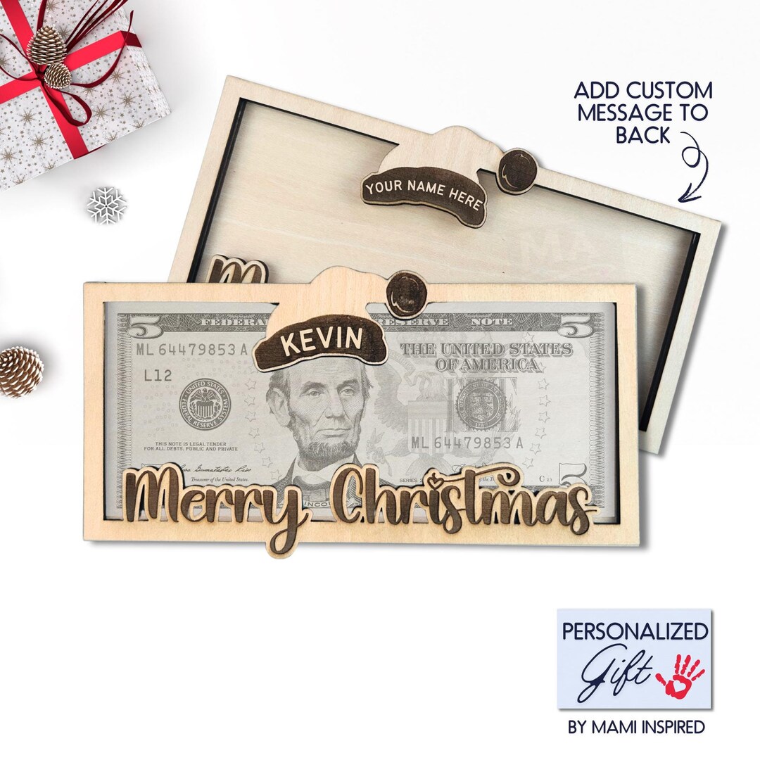Custom Money Holder, Personalized Christmas Cash Gift Card, Santa Money ...