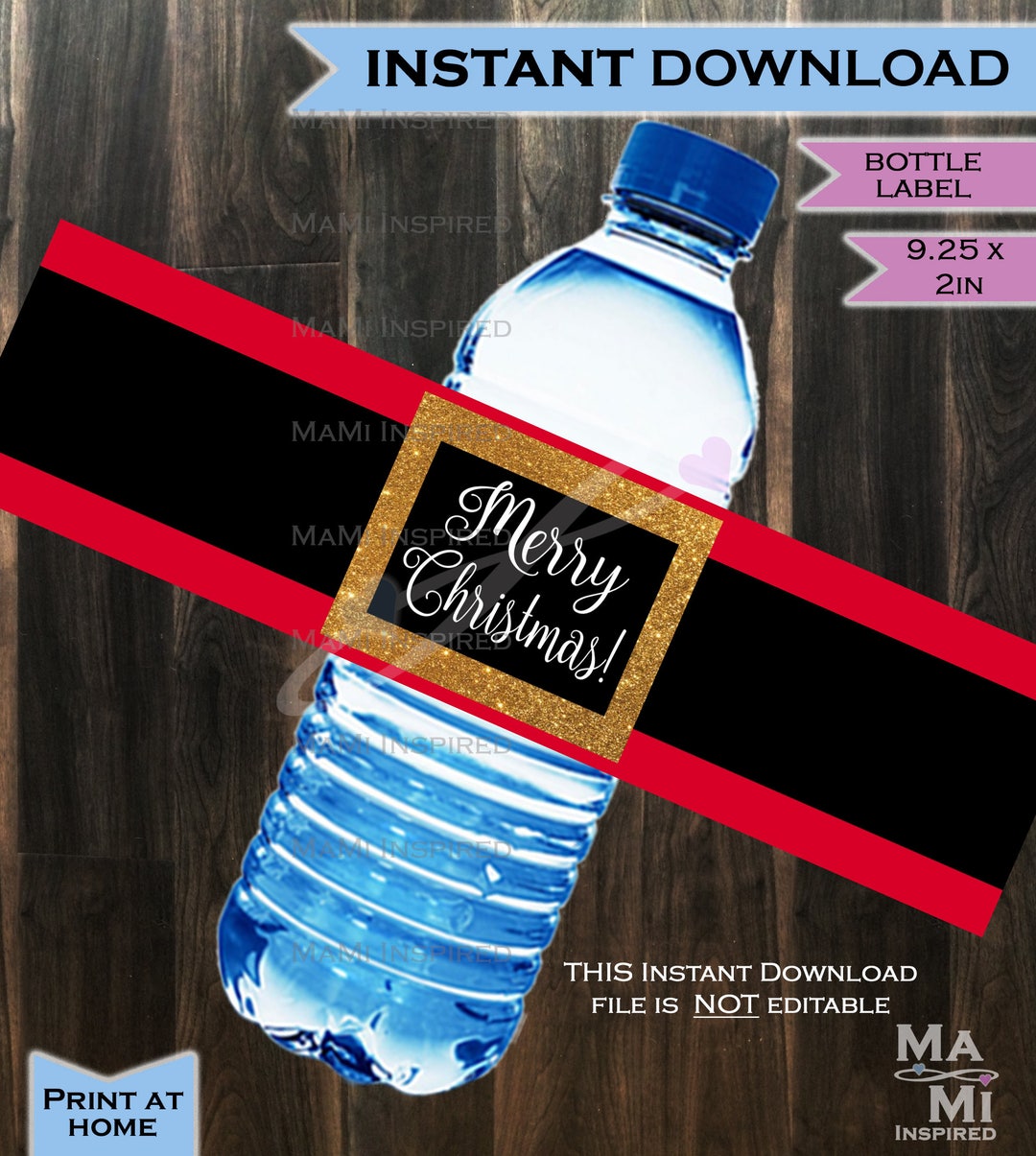 Christmas Water Bottle Label Beer Label Wrap - Merry Christmas Water ...