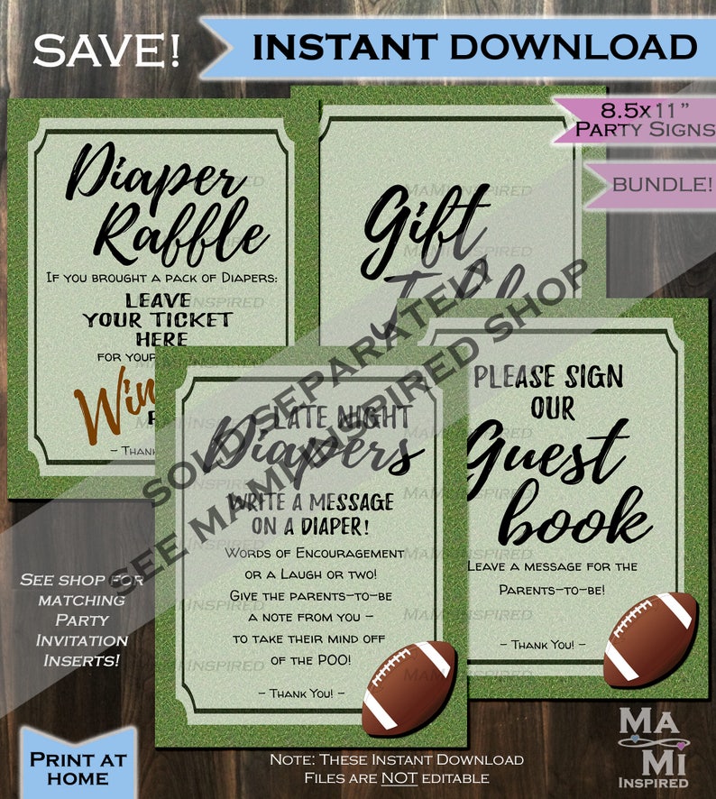 Diaper Raffle Books for Baby Invitation Inserts Football - Etsy