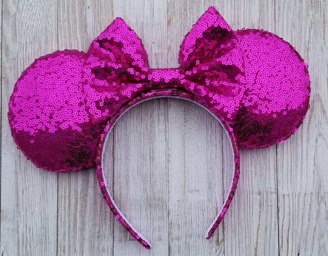 Pink Minnie Ears Hot Pink Minnie Ears Disney Ears Sparkly - Etsy