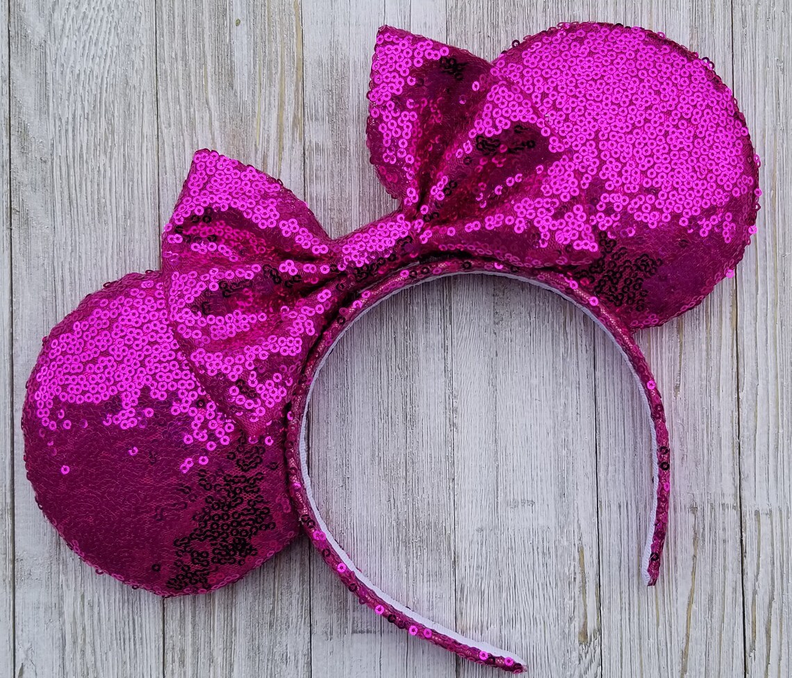 Pink Minnie Ears Hot Pink Minnie Ears Disney Ears Sparkly - Etsy