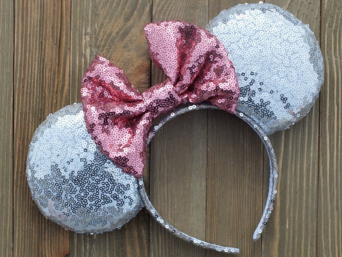 Silver Sequin Minnie Ears Sequin Minnie Mouse Ears Minnie - Etsy