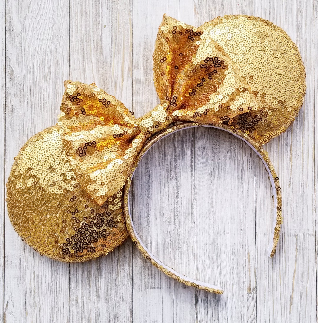 Gold Disney Ears, Gold Minnie Ears, Gold Mickey Ears, Sparkly Gold ...
