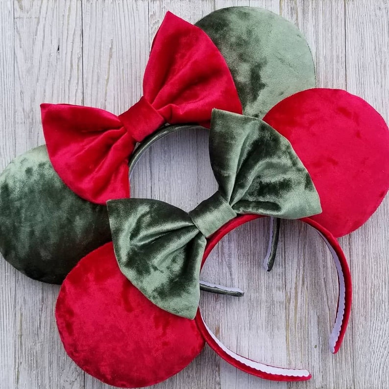 Red Velvet Minnie Ears, Velvet Disney Ears, Velvet Mickey Ears ...