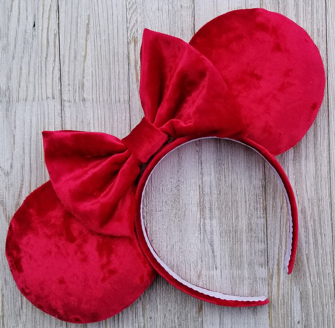 Red Velvet Minnie Ears, Velvet Disney Ears, Velvet Mickey Ears ...
