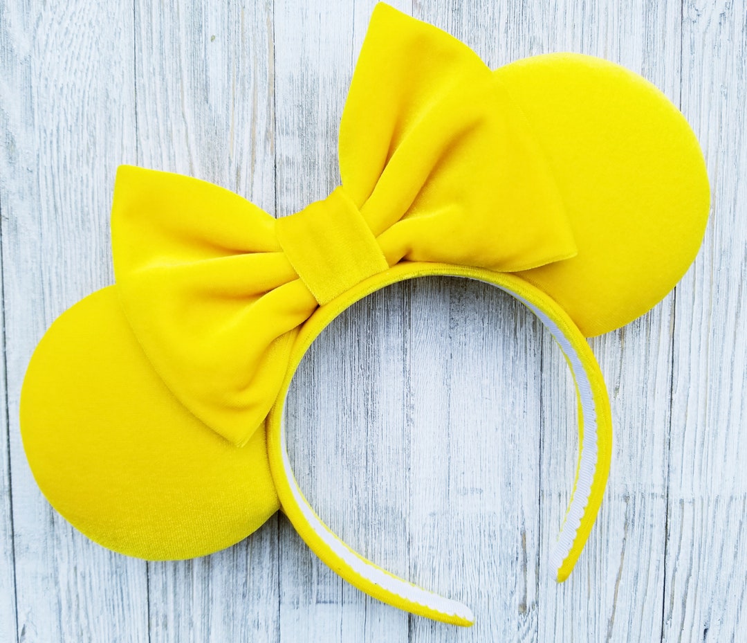 Yellow Velvet Minnie Mouse Ears, Minnie Ears, Yellow Minnie Ears ...