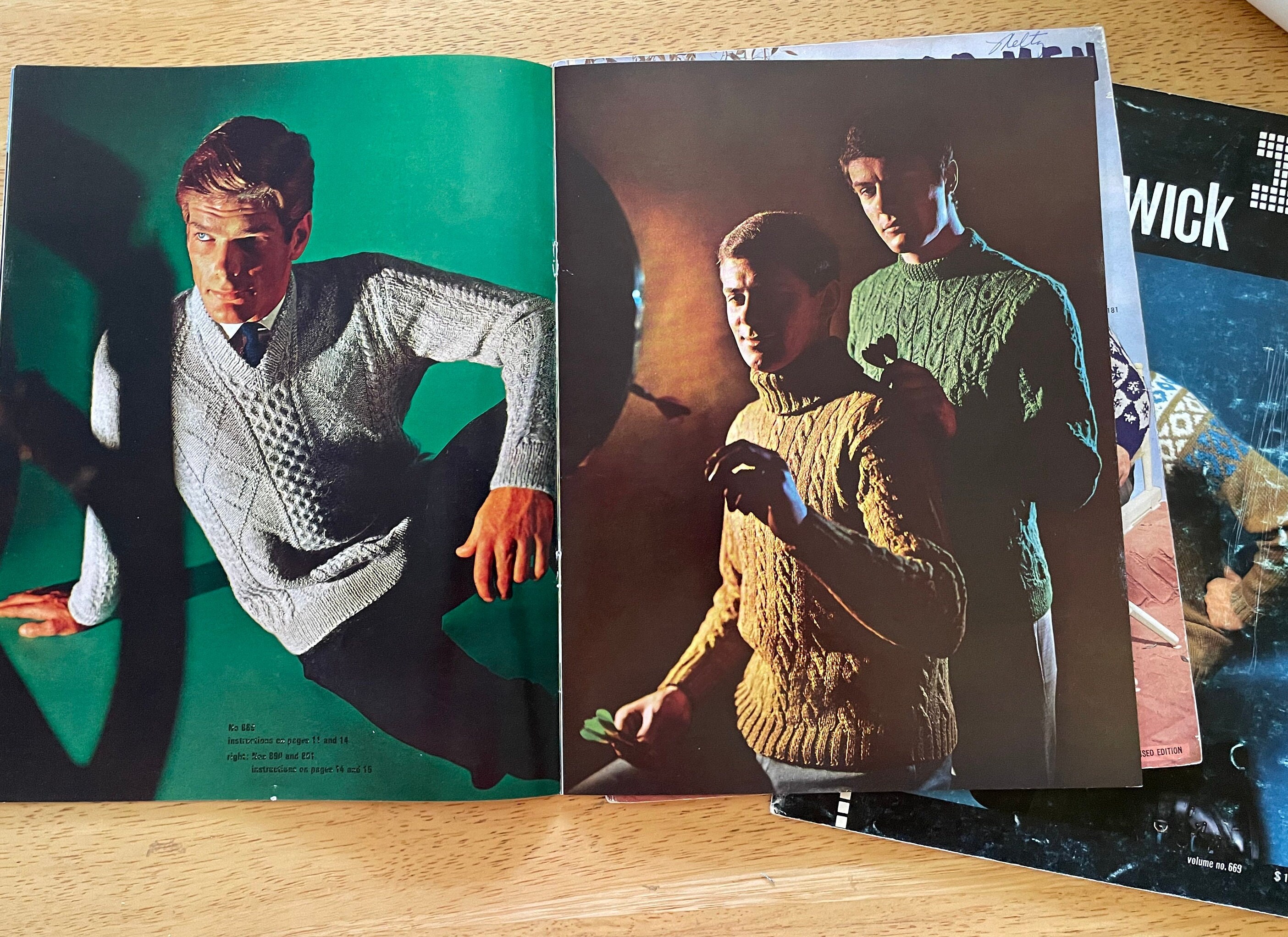 Three Vintage 1960s Knitting Pattern Books Men's Sweaters - Etsy