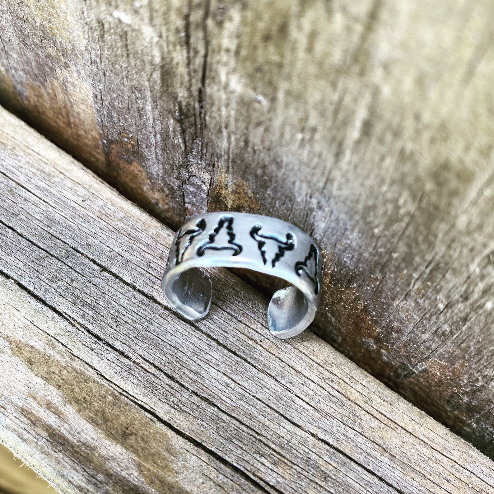 Bull Skull Ring, Handmade, Hand Stamped, Steer, Rodeo, Western, Texas ...