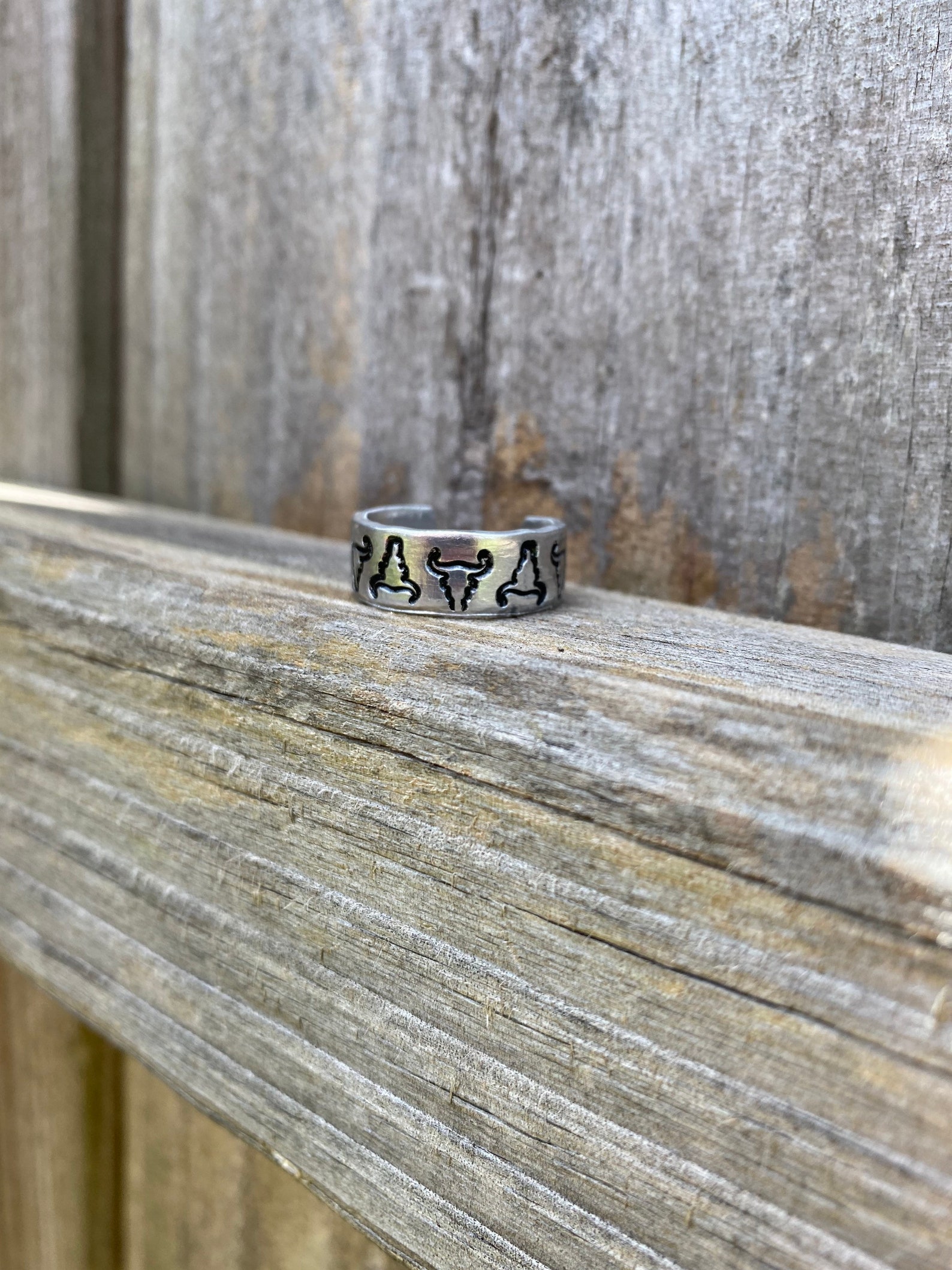 Bull Skull Ring Handmade Hand Stamped Steer Rodeo - Etsy