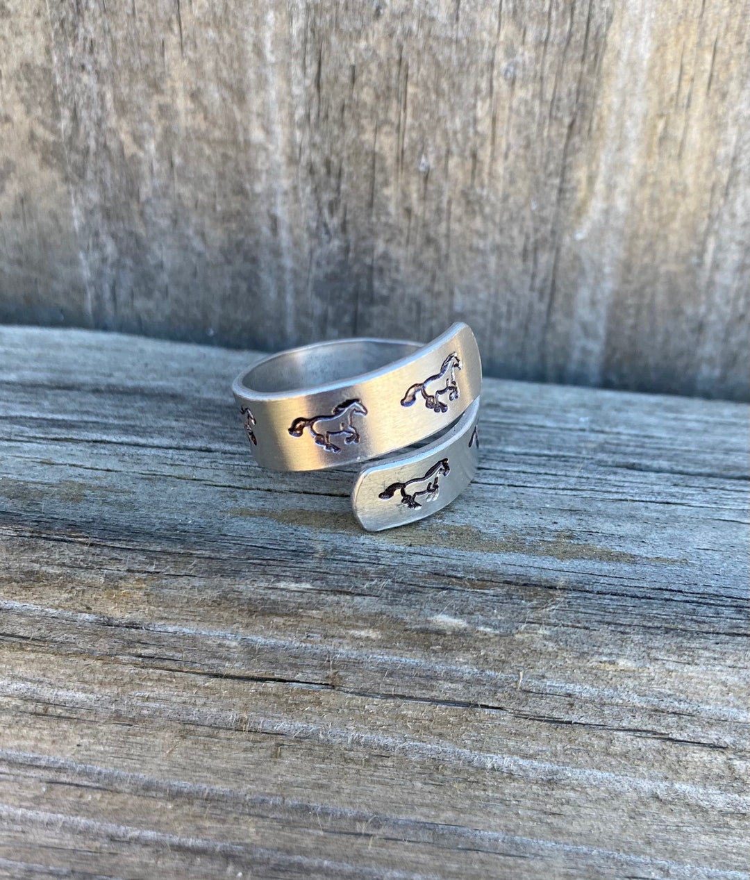 Horse Ring, Western, Equine, Wrap Ring, Stamped, Handmade, Horse Girl ...