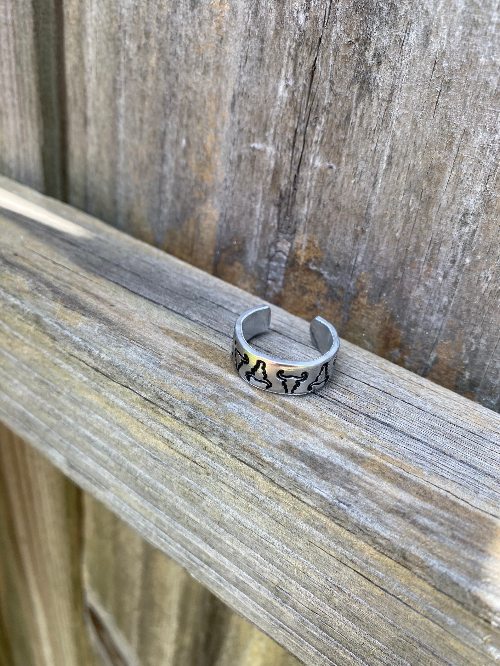 Bull Skull Ring Handmade Hand Stamped Steer Rodeo - Etsy