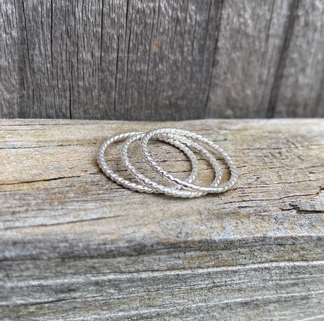 Rope Ring, Twisted, Sterling Silver, Western, Cowgirl, Stacker Ring, Thin Band, Rodeo, Lasso ...