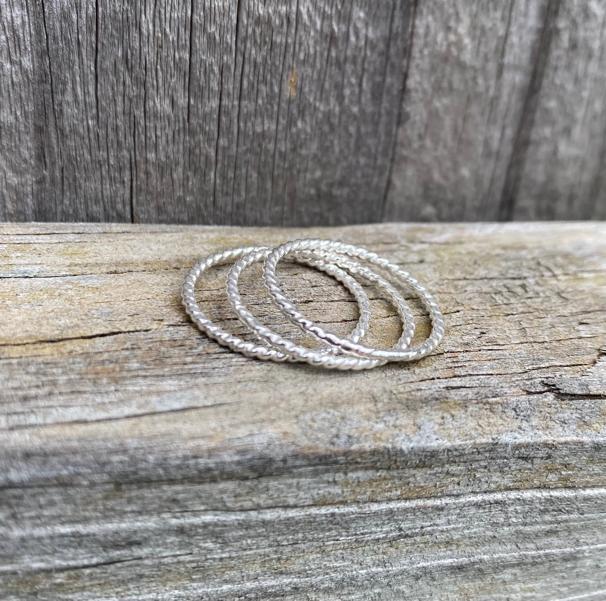 Rope ring twisted sterling silver western cowgirl stacker | Etsy