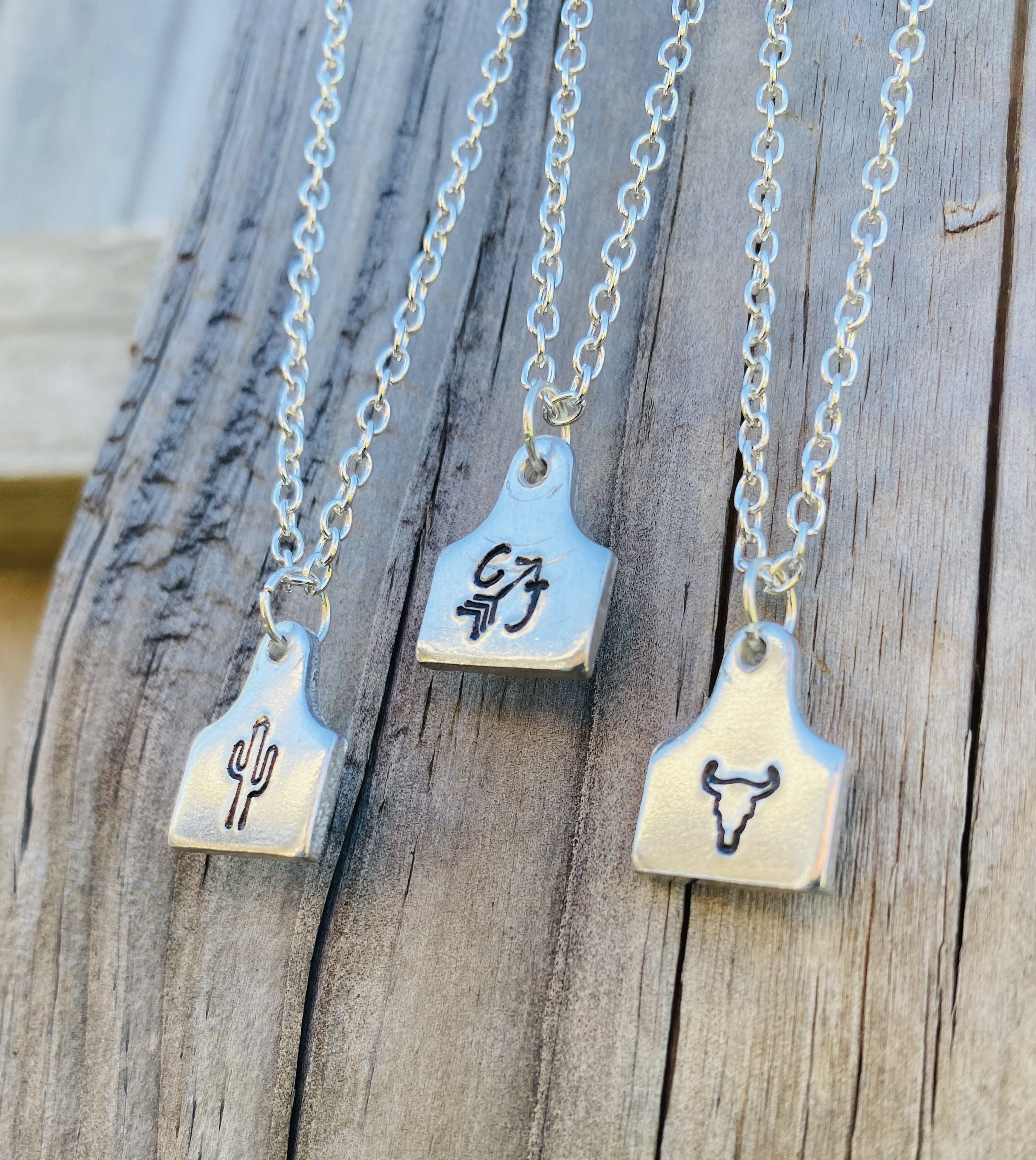 Cow Tag Necklace Silver Stamped Custom Western Boho - Etsy