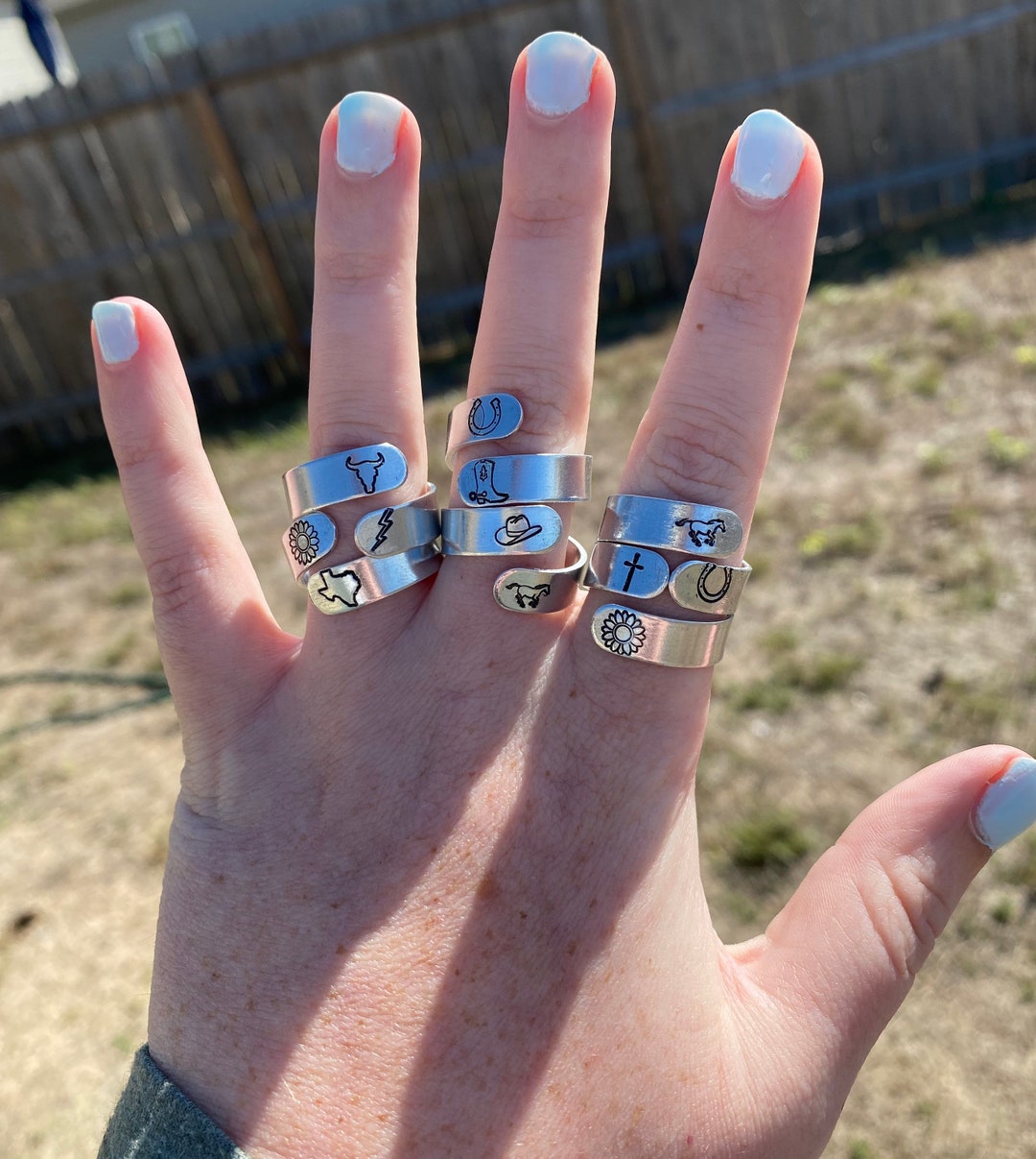 Custom Ring, Handmade, Cowgirl, Western, Rodeo, Texas, Sunflower, Wrap ...