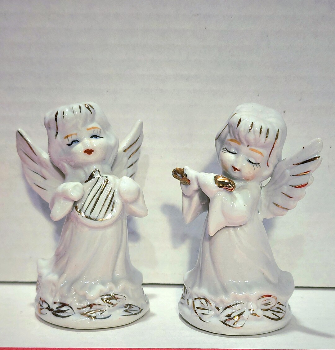 Vintage Musical Angel Figurines – Set of 2 – Classic Holiday Charm - Etsy