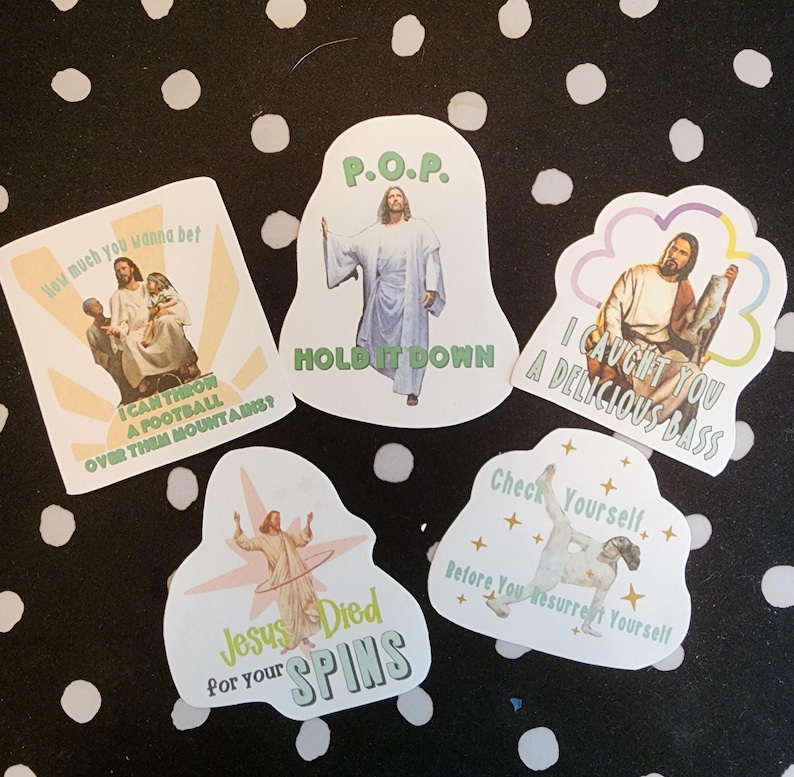 Funny Jesus Stickers Pack, Religious Meme Stickers for Laptop, Bible ...