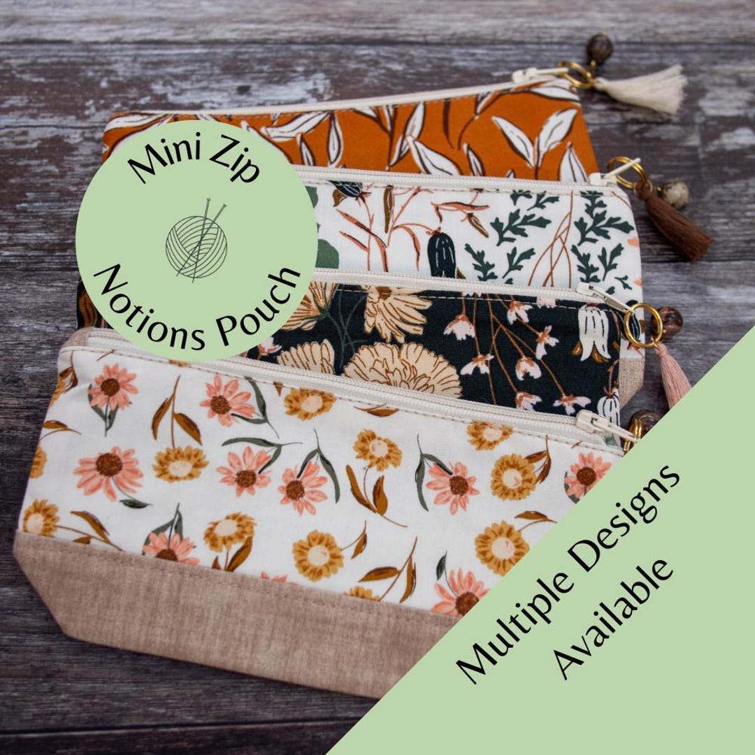 Mini Zip Notions Pouch - Multiple Colours - Handmade for Crafts or ...