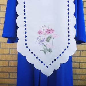 White Floral Embroidered Tunic Scapular Vestment for Easter, Wedding ...