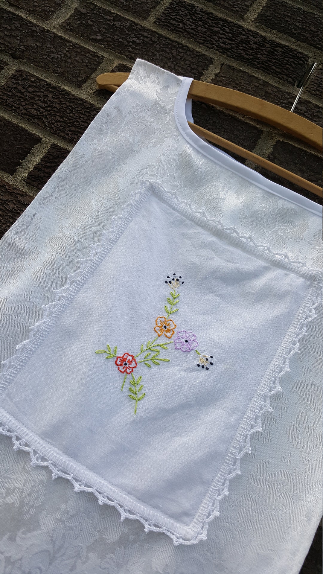 White Scapular Monostole Vestment With Vintage Hand Embroidered Flowers ...