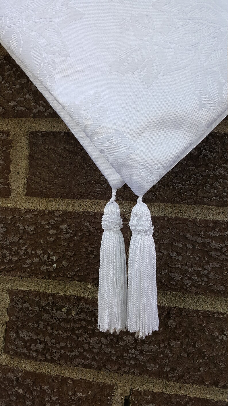 White Tunic Scapular Vestment Embossed With Flowers for Easter, Wedding ...