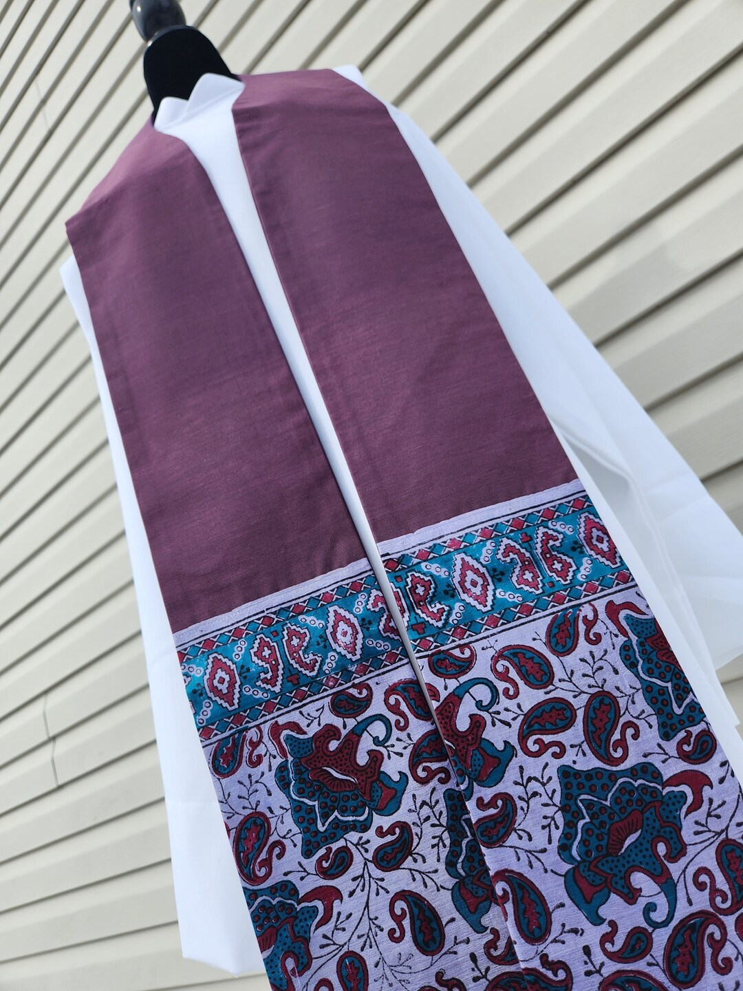 Purple Clergy Stole With Unique Paisley Accent Fabric for Lent or ...