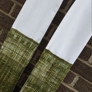 White Clergy Stole With Green Woven Yarn, Minister Stole, Lutheran ...