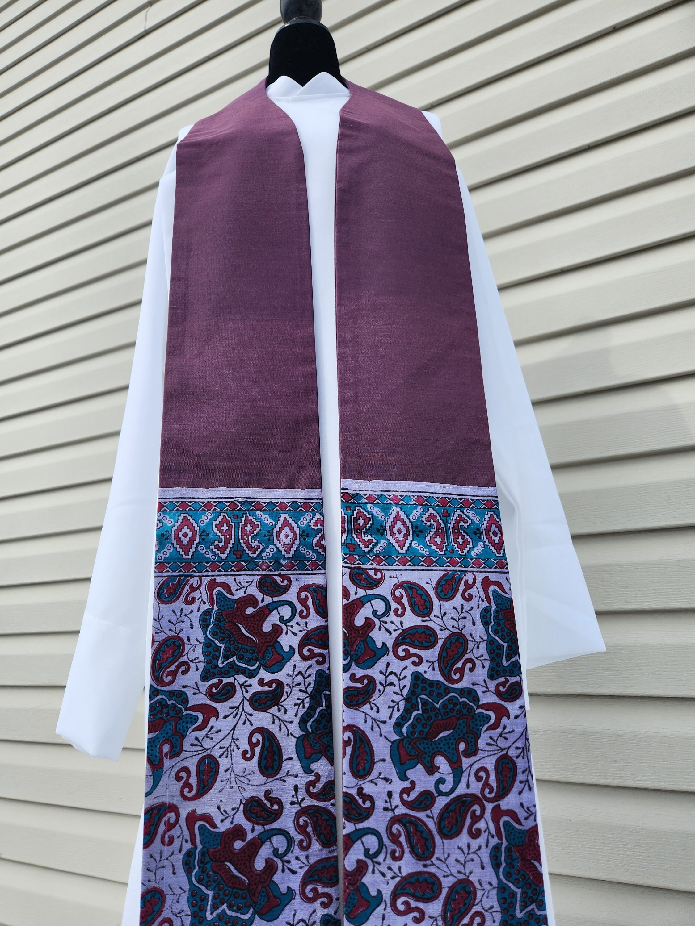 Purple Clergy Stole With Unique Paisley Accent Fabric for Lent or ...