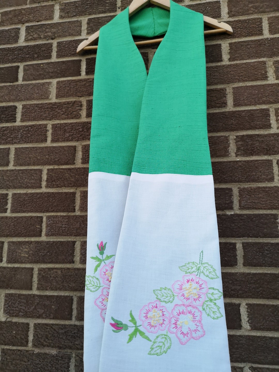 Green Clergy Stole, Embroidered Flower Stoles, Ordinary Time Clergy ...