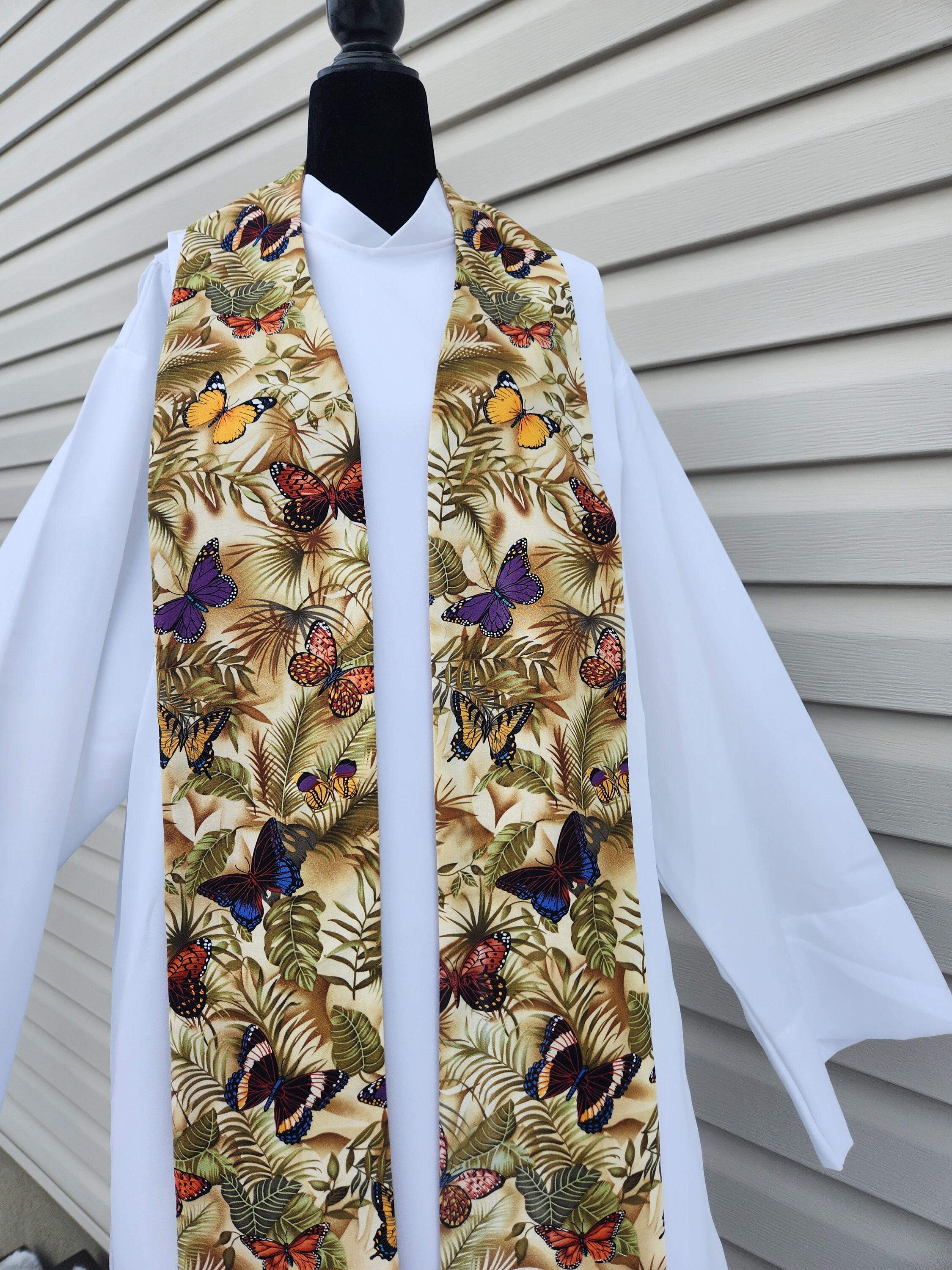 Rainbow Butterfly Clergy Stole Created From Upcycled Fabric. A ...