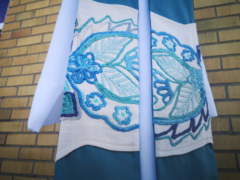 Teal Green Clergy Stole With Modern Teal, Blue and Green Design for ...