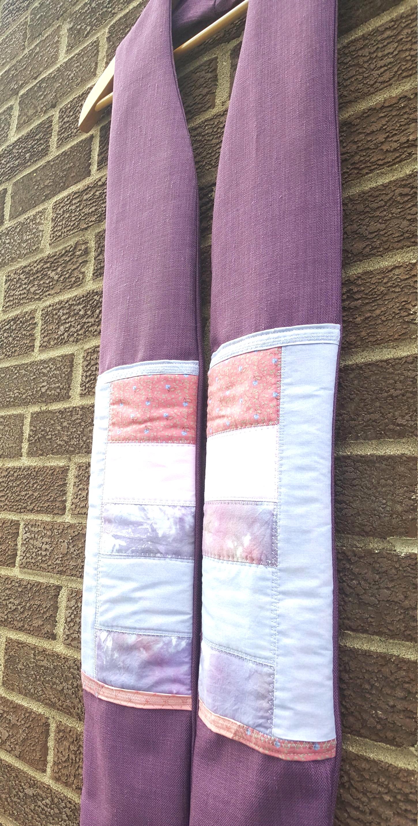 Purple Clergy Stole: Quilted Pastel Accent Fabric, Reversible Minister ...