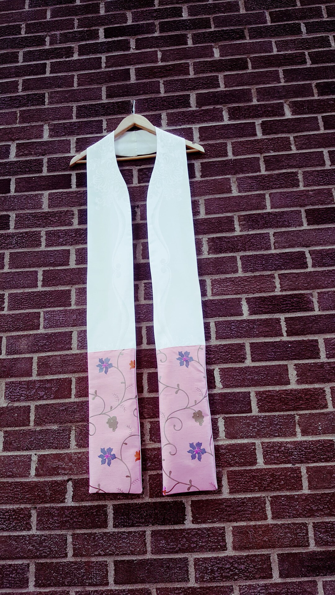 White Clergy Stole, Clergy Flower Stole, Pink Clergy Stole, Clergy ...