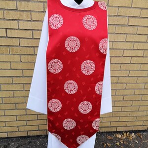 Shiny Bright Red Tunic Style Scapular Monostole Vestment With Gold ...