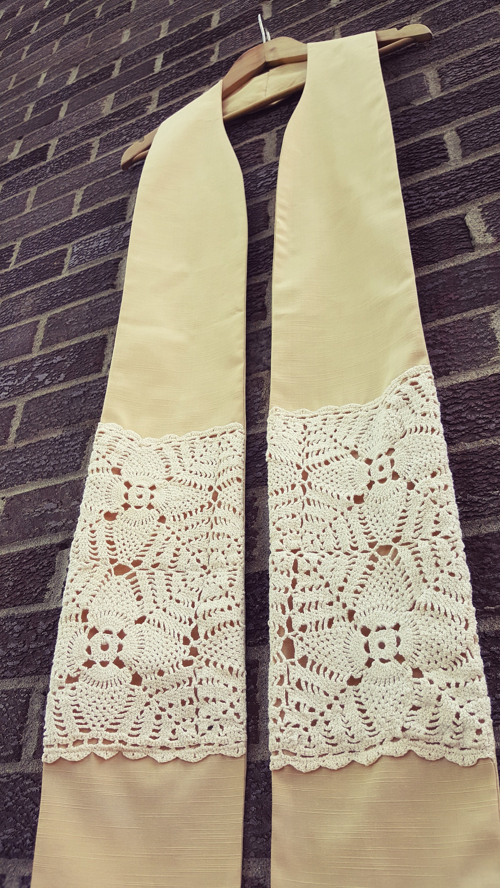 Gold Clergy Stole With Vintage Crocheted Lace for Priest, Minister, or ...