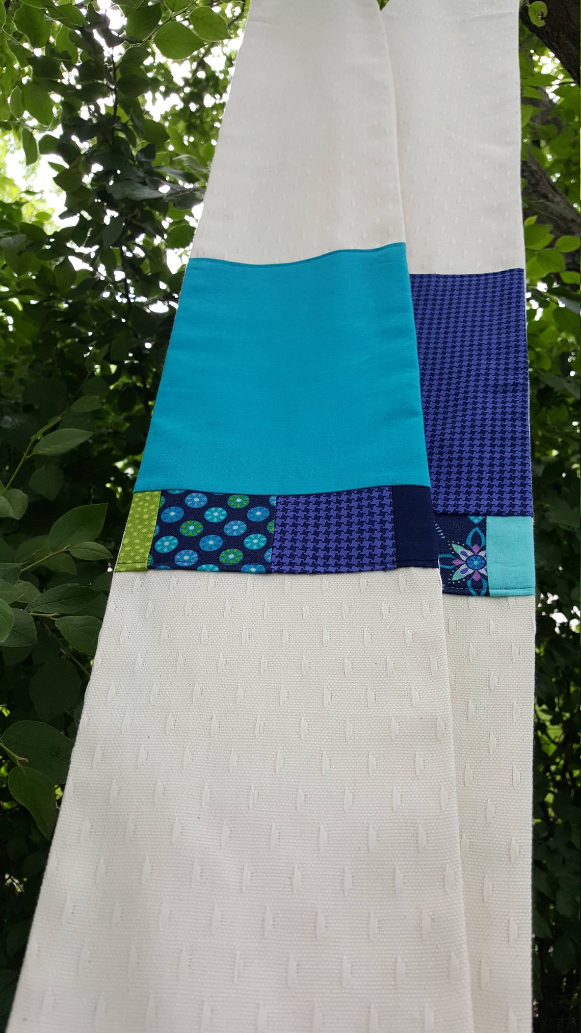 Quilted Modern White Clergy Stole With Pieced Teal and Purple - Etsy