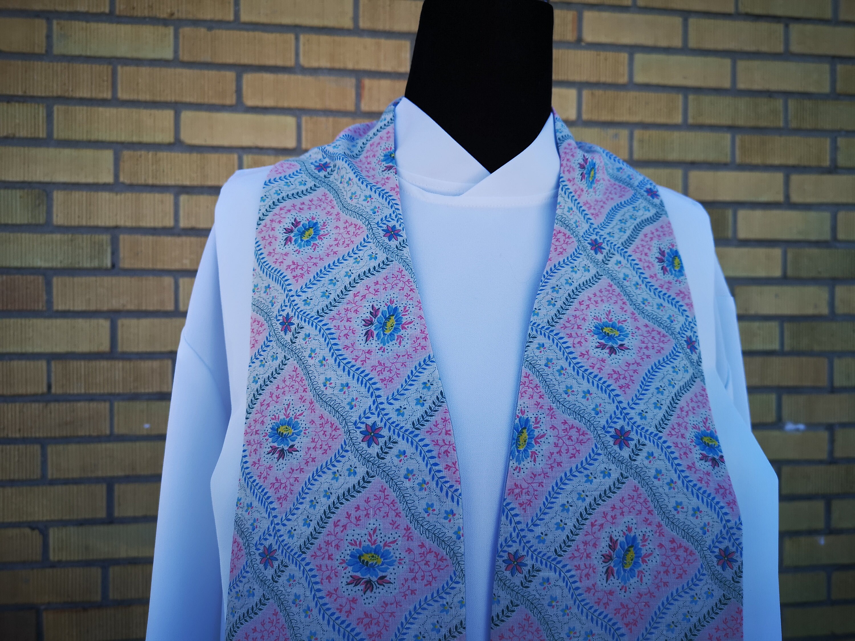 Vintage Pastel Pink and Blue Upcycled Patterned Clergy Stole for ...