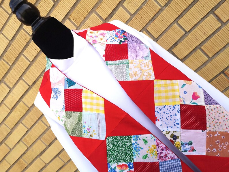 Red Patchwork, Quilted Clergy Stole; Vintage Upcycled Minister's Stole ...