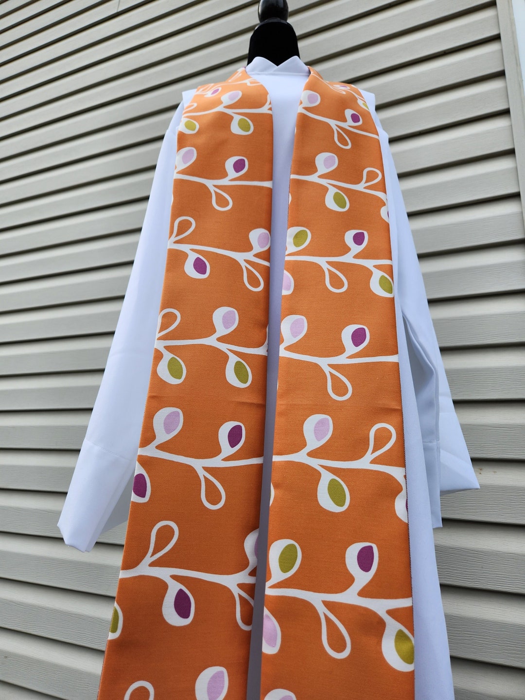 Modern Orange Clergy Stole With Funky Flowers. Reversible With Lavender ...