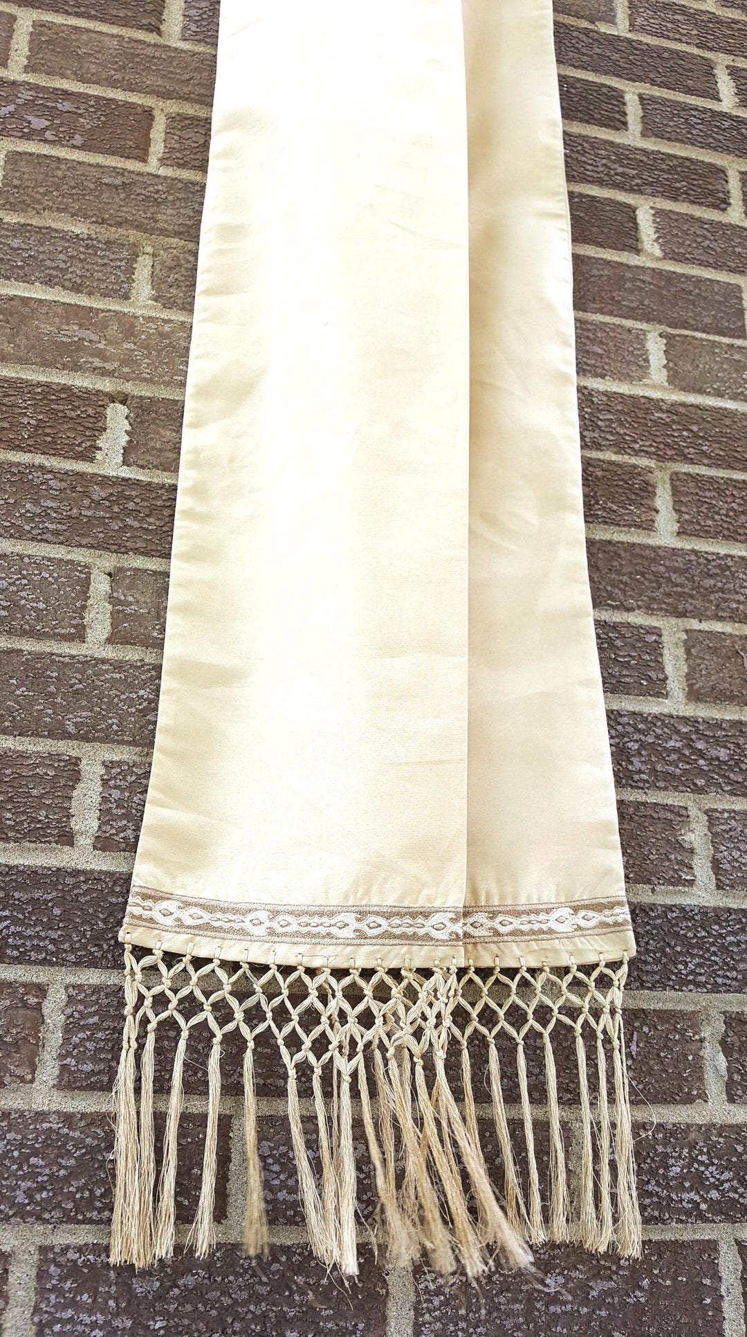 Gold Clergy Stole With Embroidered Trim & Fringe - Upcycled Fabric - Etsy