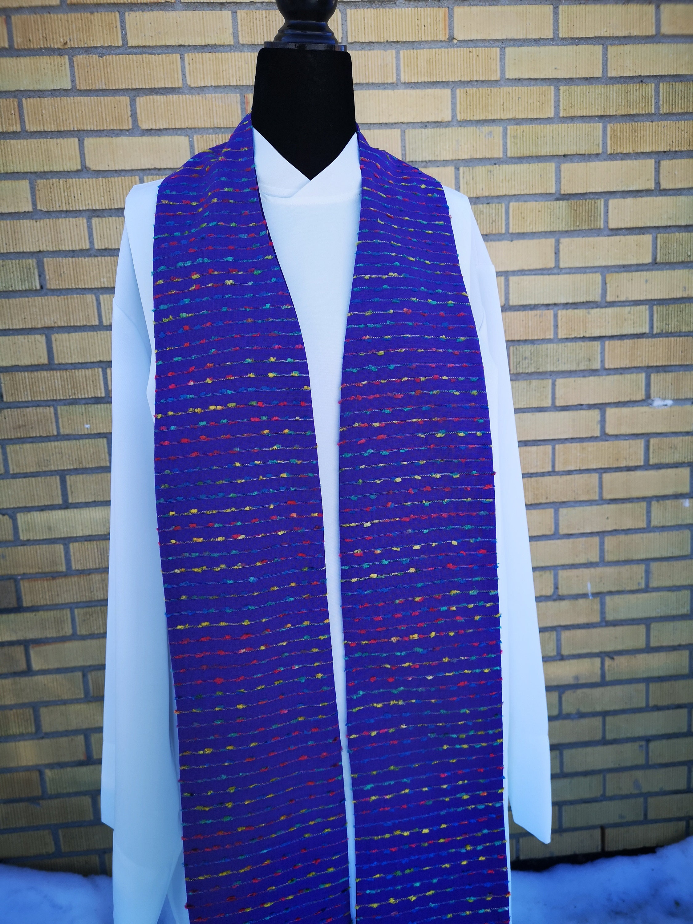 Vibrant Purple Clergy Stole, Rainbow Accent Colours - Etsy