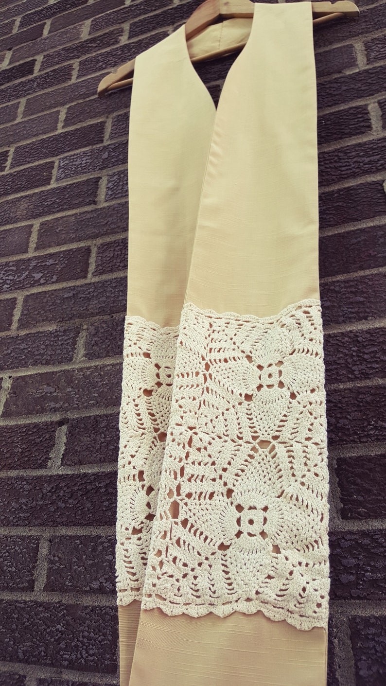 Gold Clergy Stole With Vintage Crocheted Lace for Priest, Minister, or ...