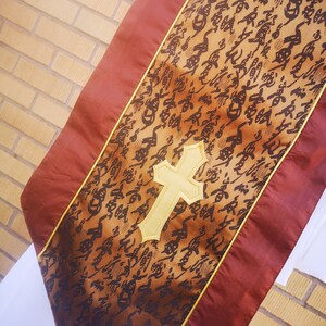Shiny Brown and Gold Scapular Vestment Monostole for Worship Leader ...